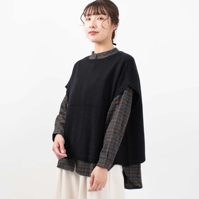 Bliss bunch 2WAY肩落ちワイドベスト｜ナチュラルファッション・ナチュラル服の通販